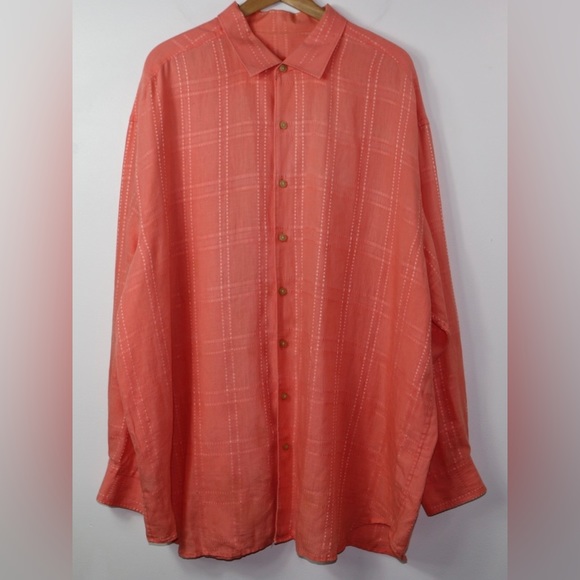 Tommy Bahama | Shirts | Tommy Bahama Linen Mens 2xb Peach Long Sleeve ...